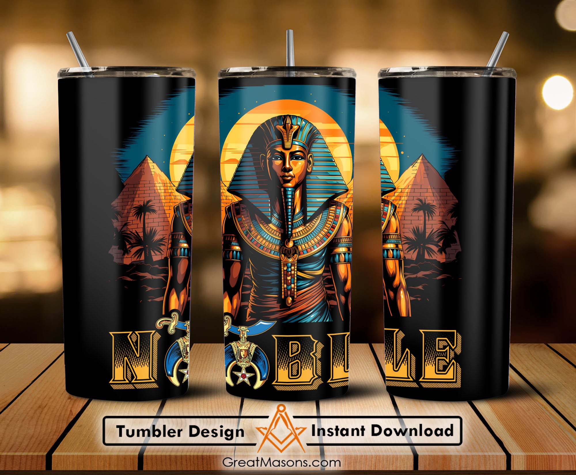 Noble Shriner Egyptian Pharaoh King Pyramids - Skinny Tumbler Wrap PNG ...