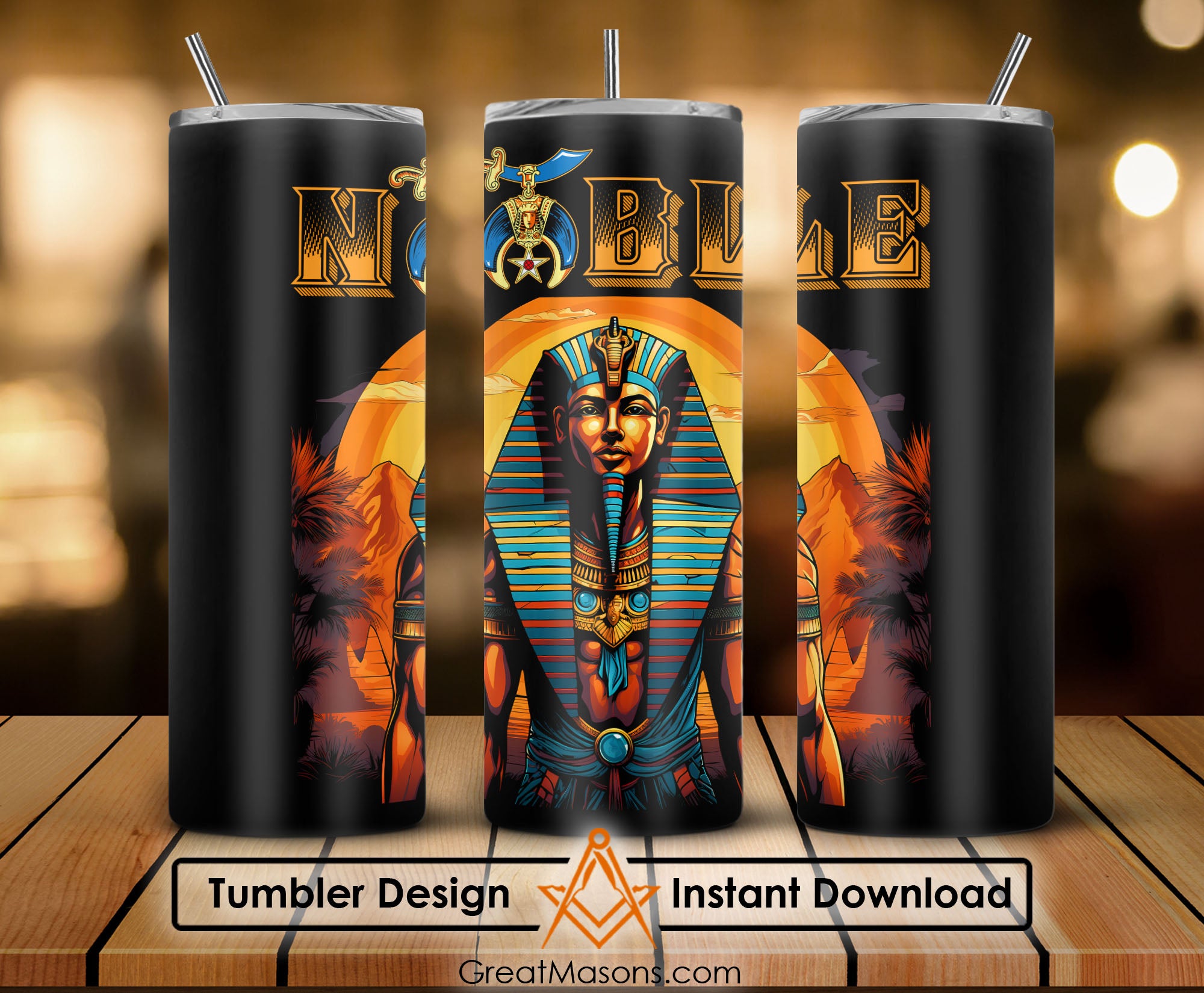 Noble Shriner Egyptian Pharaoh King Tutankhamun - Skinny Tumbler Wrap ...
