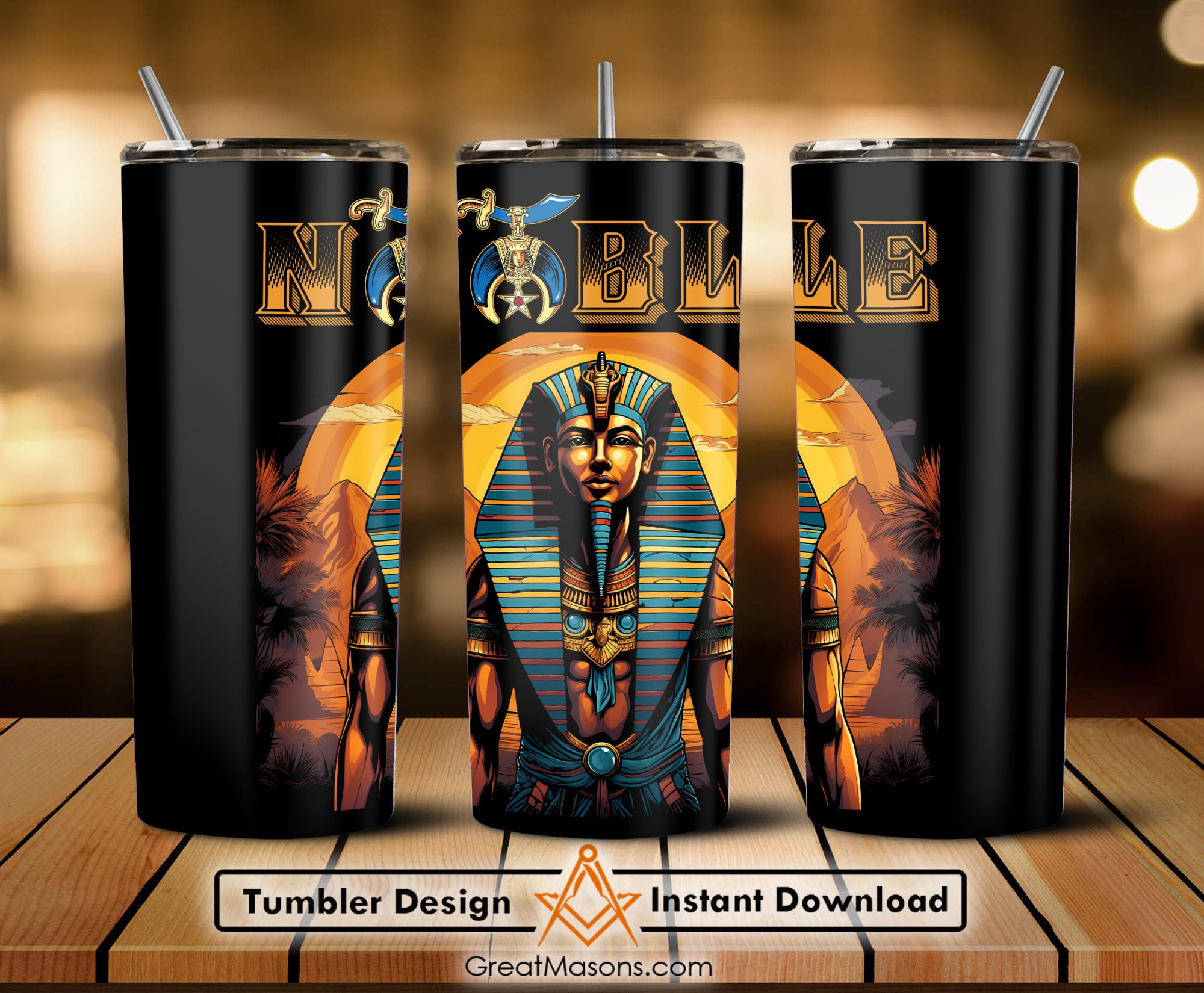 Noble Shriner Egyptian Pharaoh King Tutankhamun - Skinny Tumbler Wrap ...