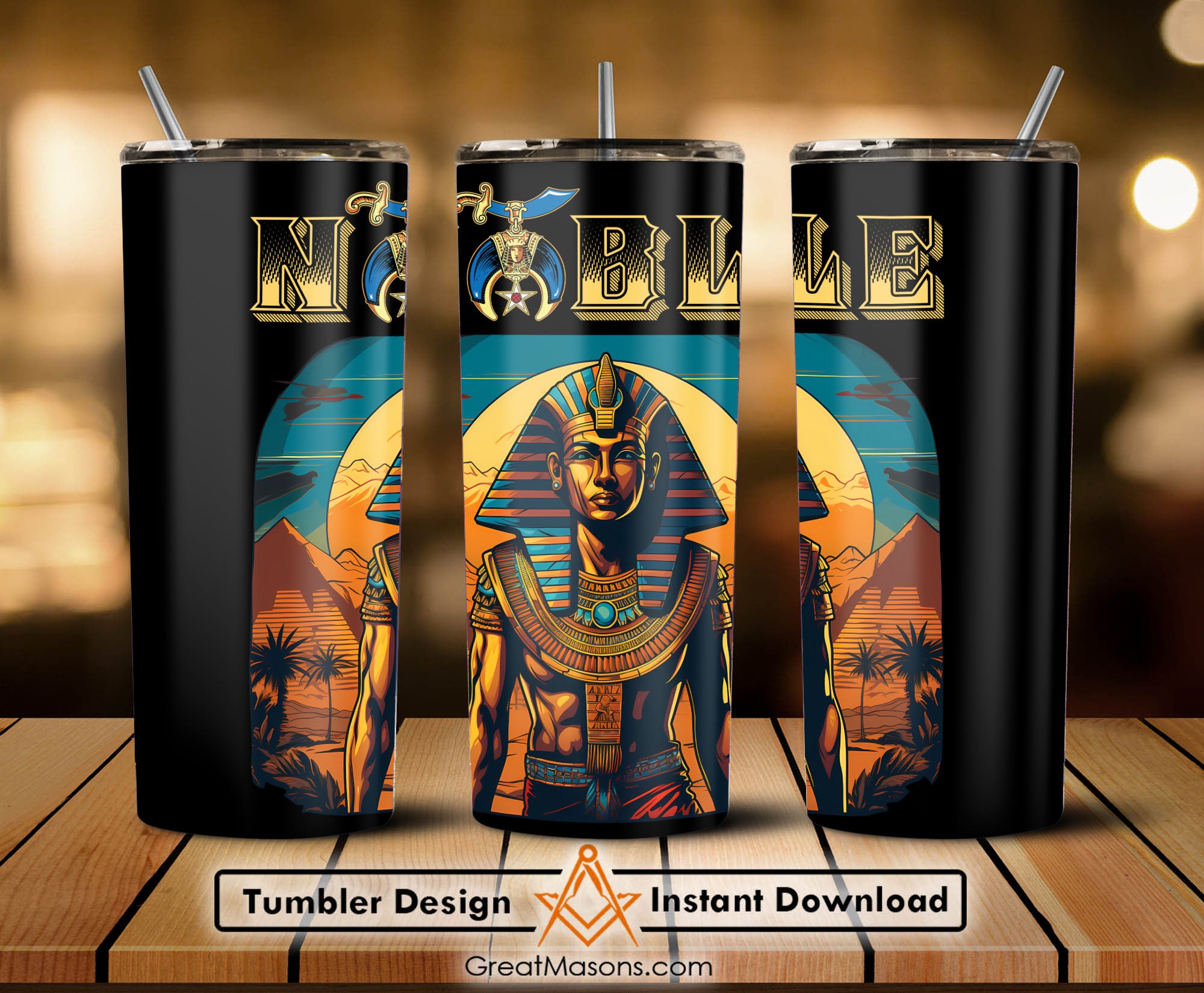 Noble Shriner Egyptian Pharaoh King Pyramids - Skinny Tumbler Wrap PNG ...