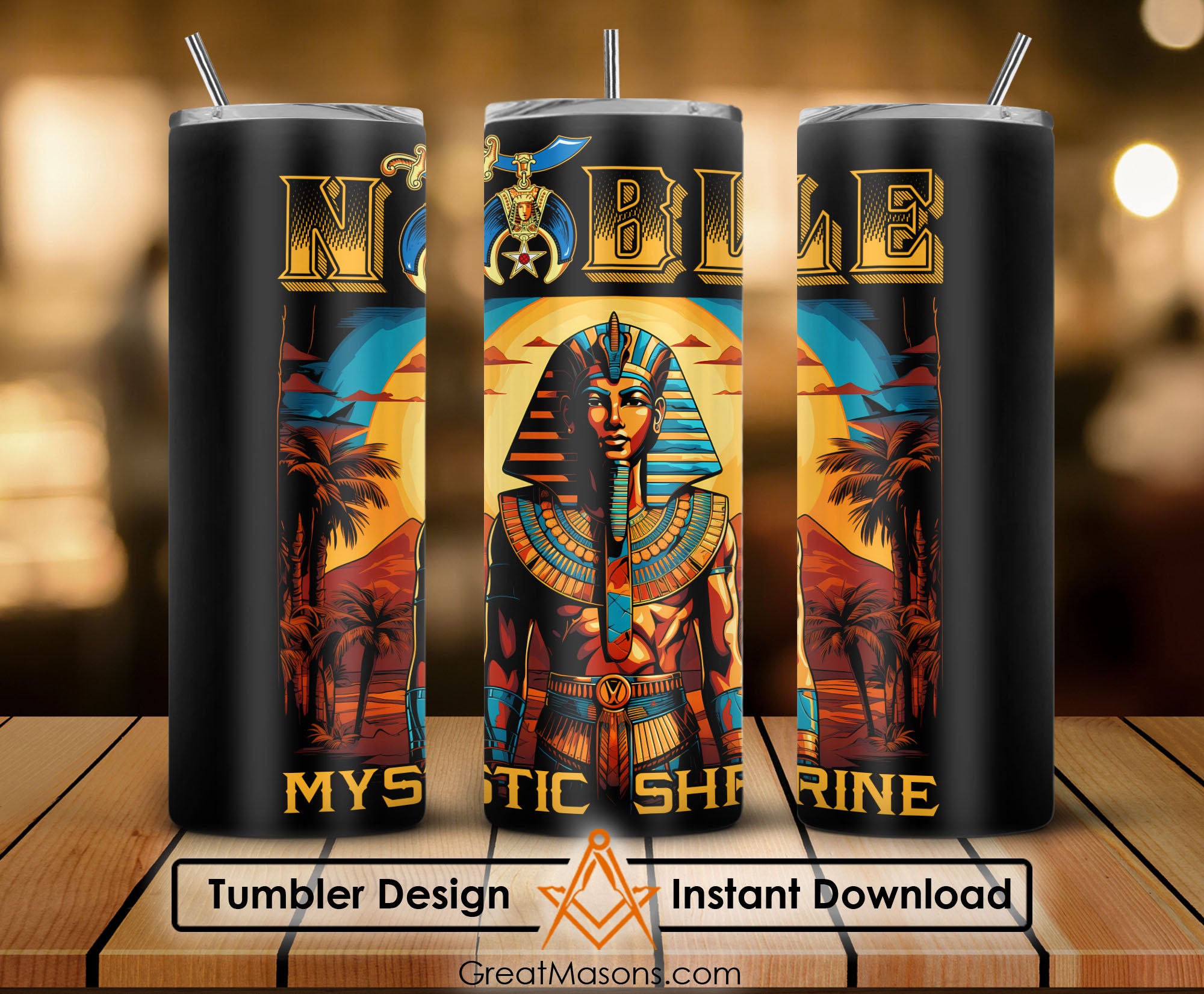 Noble Mystic Shriner Pharaoh King Of The Desert - Skinny Tumbler Wrap ...