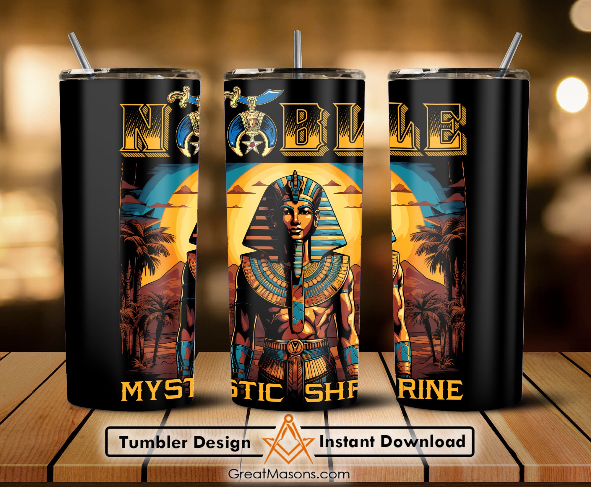 Noble Mystic Shriner Pharaoh King Of The Desert - Skinny Tumbler Wrap ...