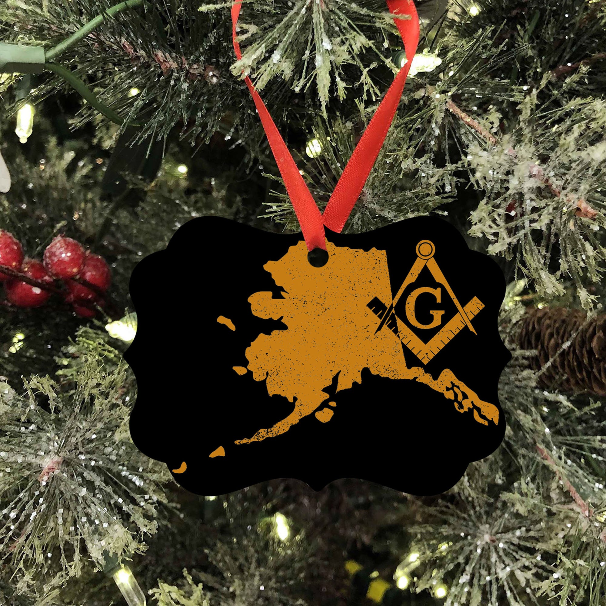 Alaska square & compass freemason symbol state map - Medallion Aluminu ...