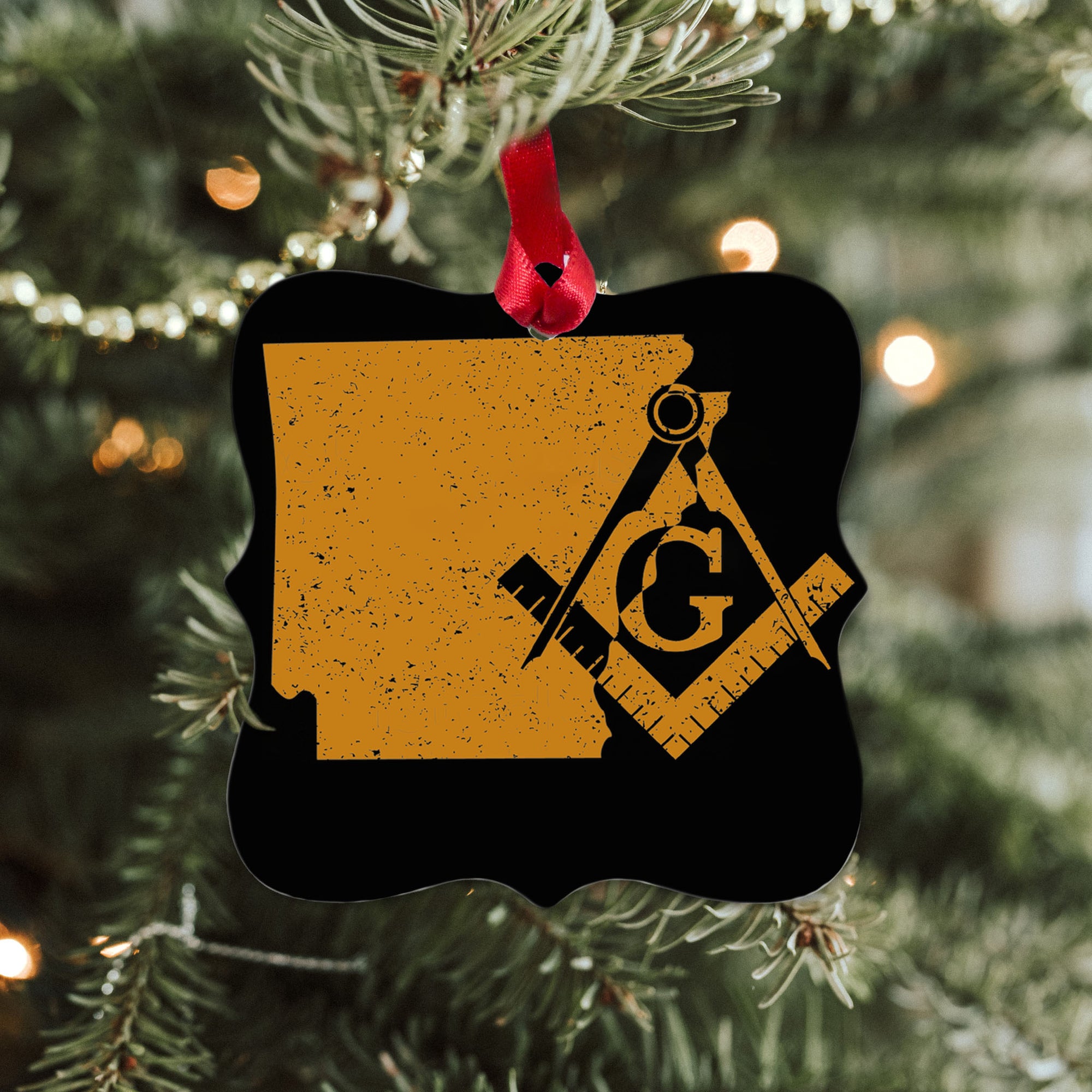 Arkansas square & compass freemason symbol state map - Square Aluminum ...