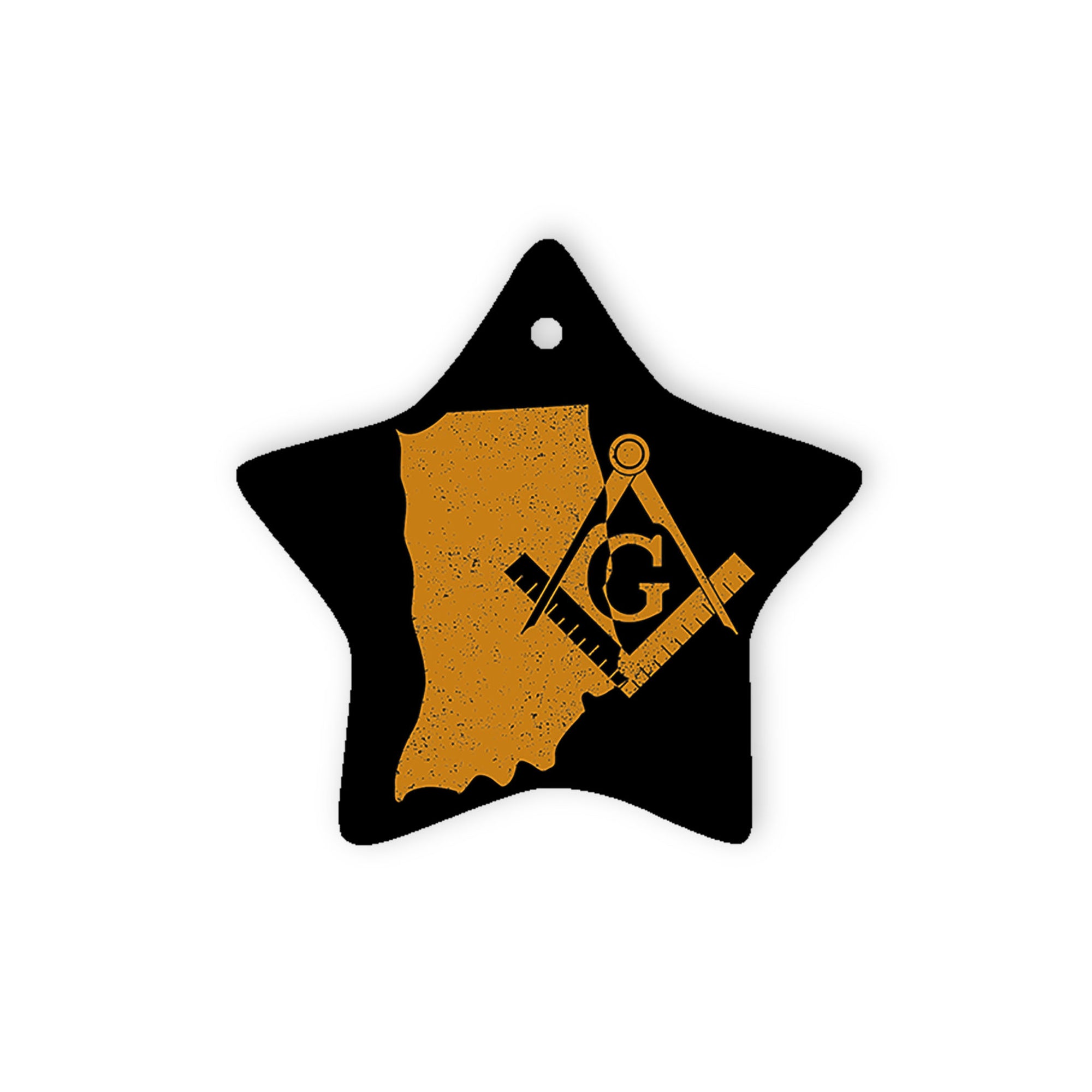 Indiana square & compass freemason symbol state map - Star Ceramic Orn ...