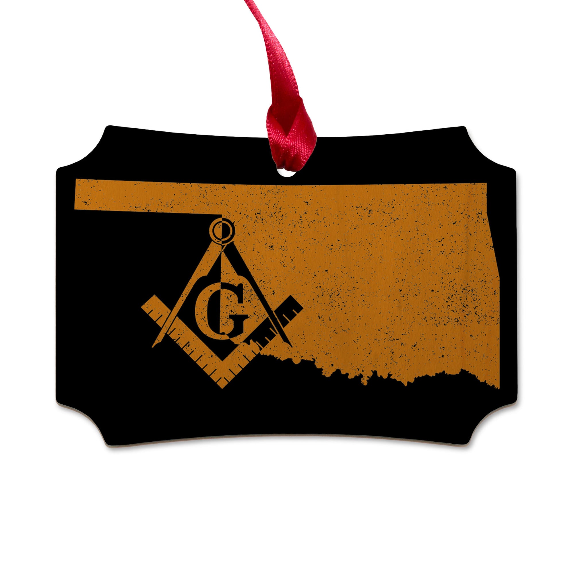 Oklahoma square & compass freemason symbol state map - Scalloped Woode ...