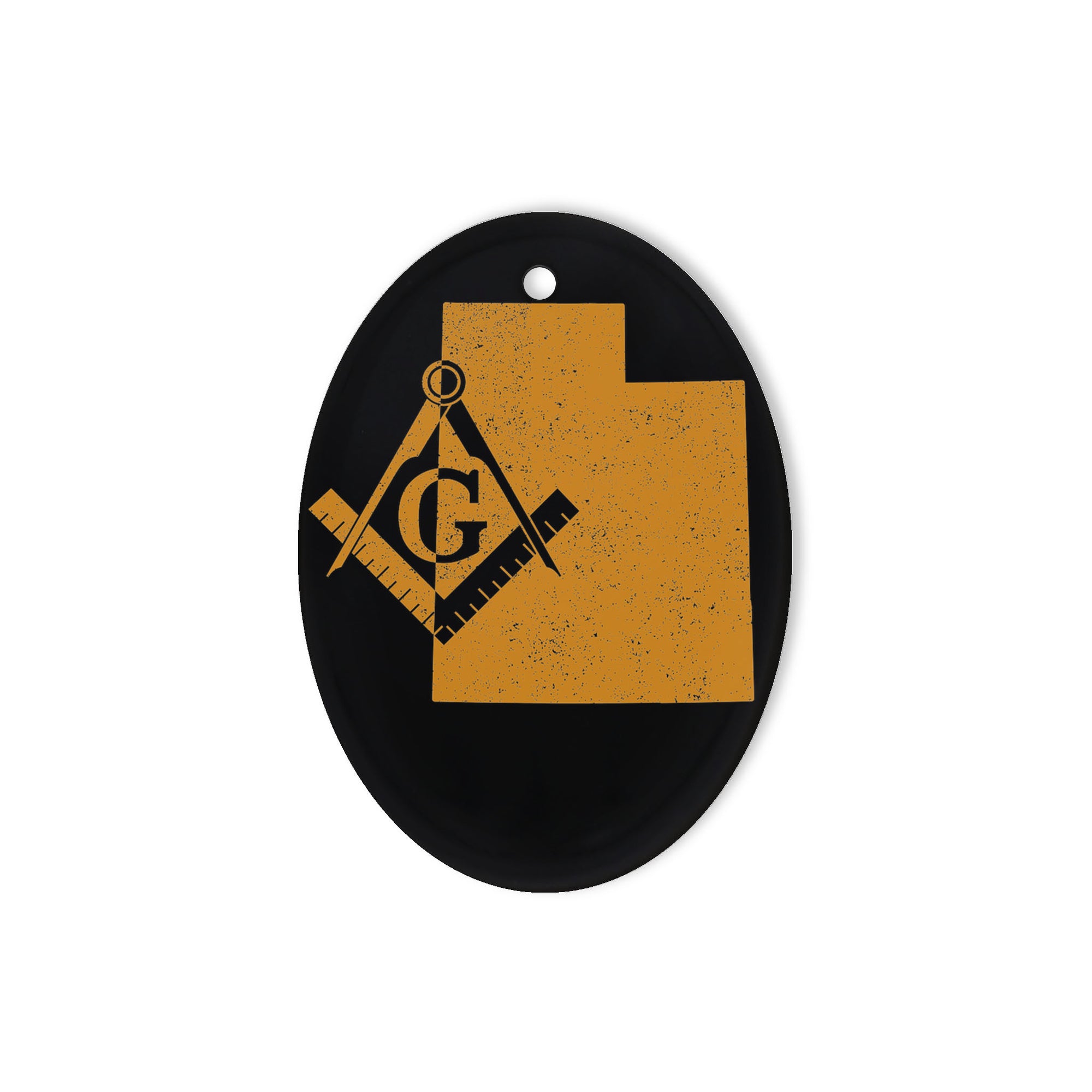 Utah square & compass freemason symbol state map - Oval Ceramic Orname ...