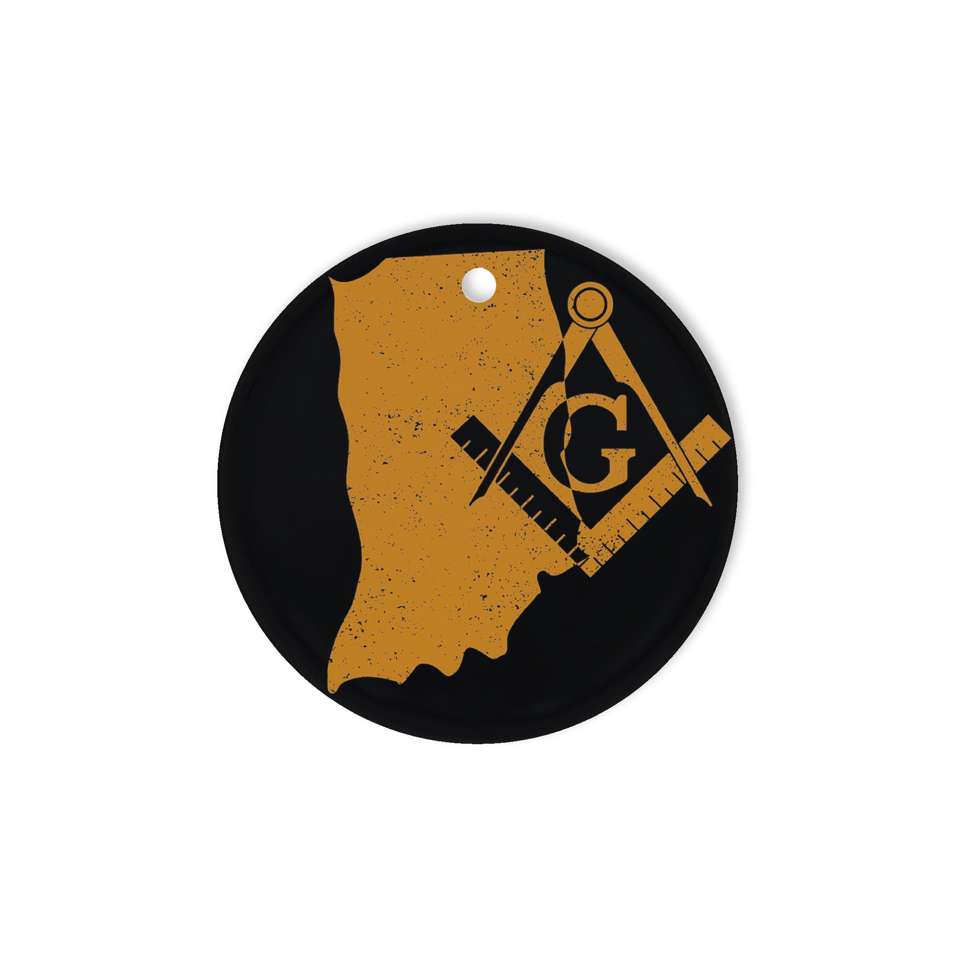 Indiana square & compass freemason symbol state map - Circle Ceramic O ...