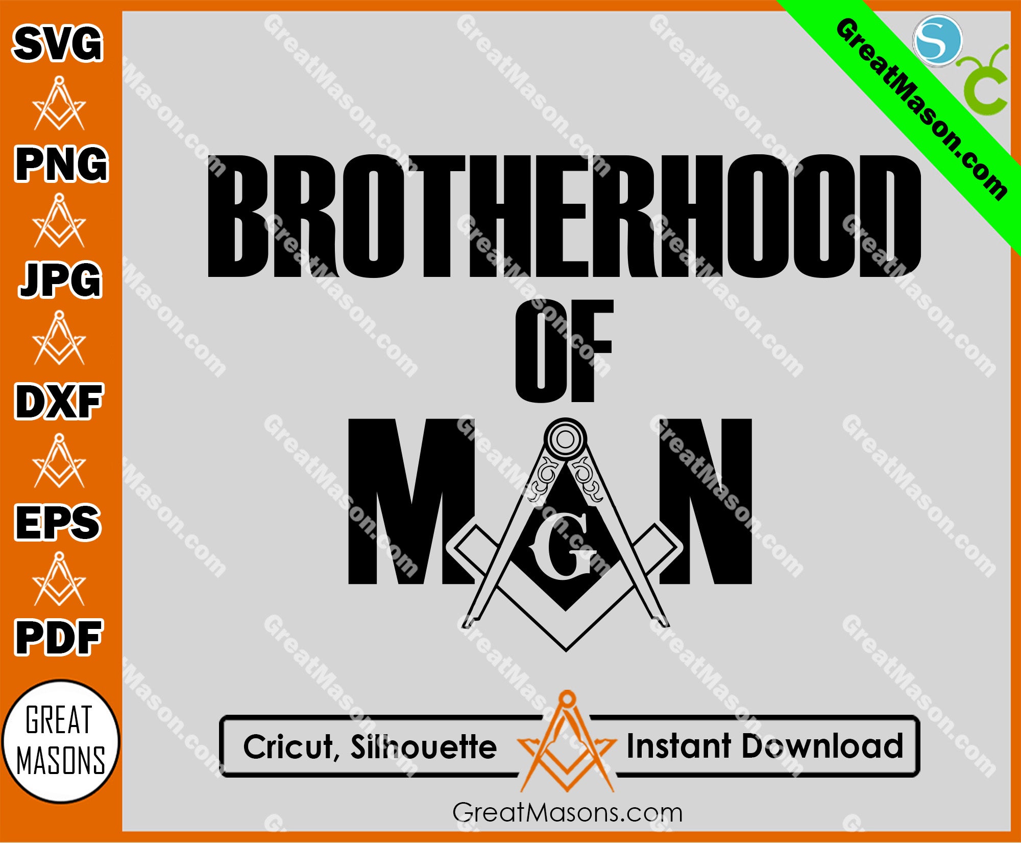 Brotherhood Of Man Masonic SVG, Png, Eps, Dxf, Jpg, Pdf File - Great Masons