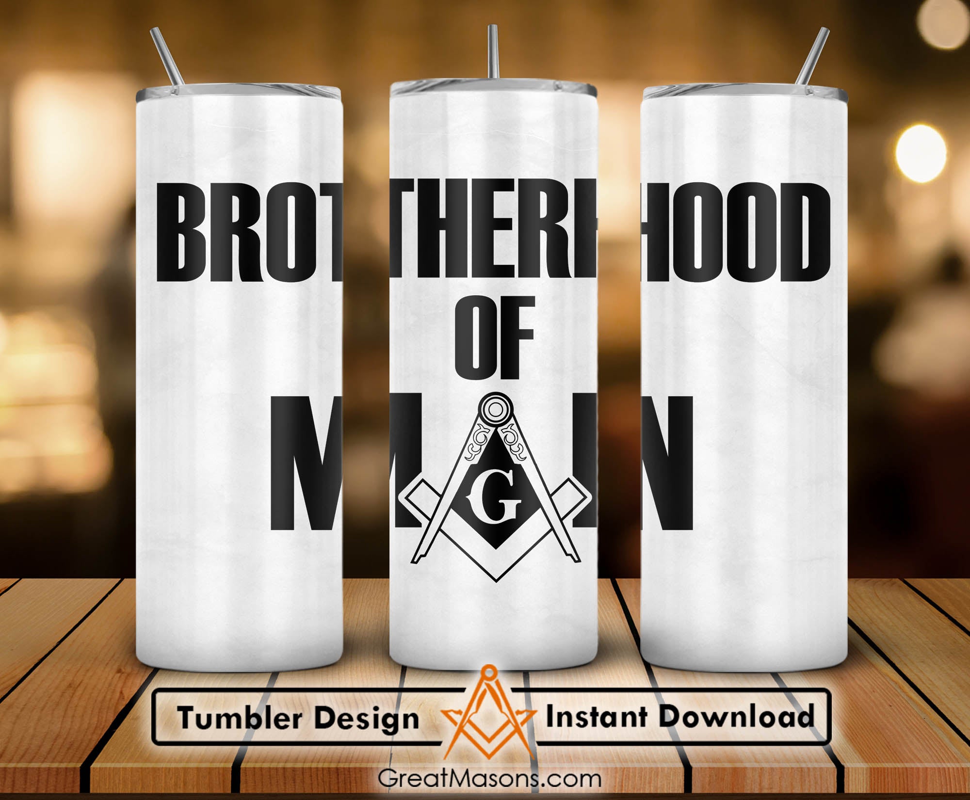 Brotherhood Of Man Masonic Skinny Tumbler Wrap Png File - Great Masons