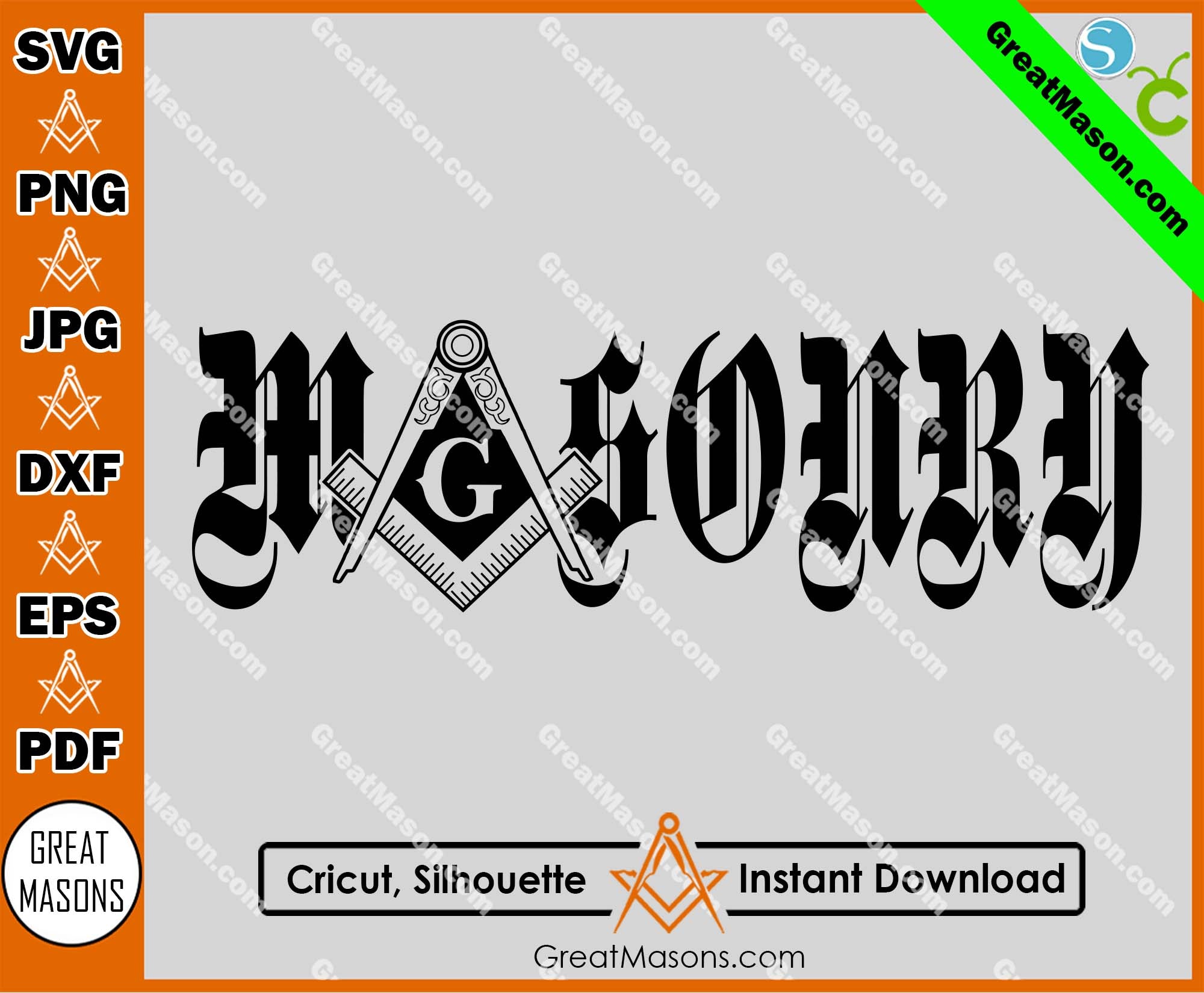 Masonry Vintage Symbol Masonic SVG, Png, Eps, Dxf, Jpg, Pdf File ...