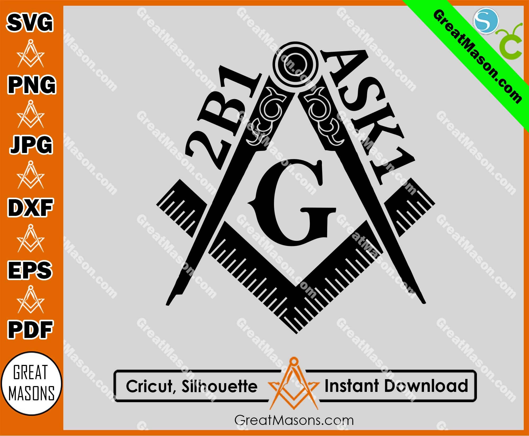 Freemason 2B1ASK1 Symbol Masonic SVG, Png, Eps, Dxf, Jpg, Pdf File ...