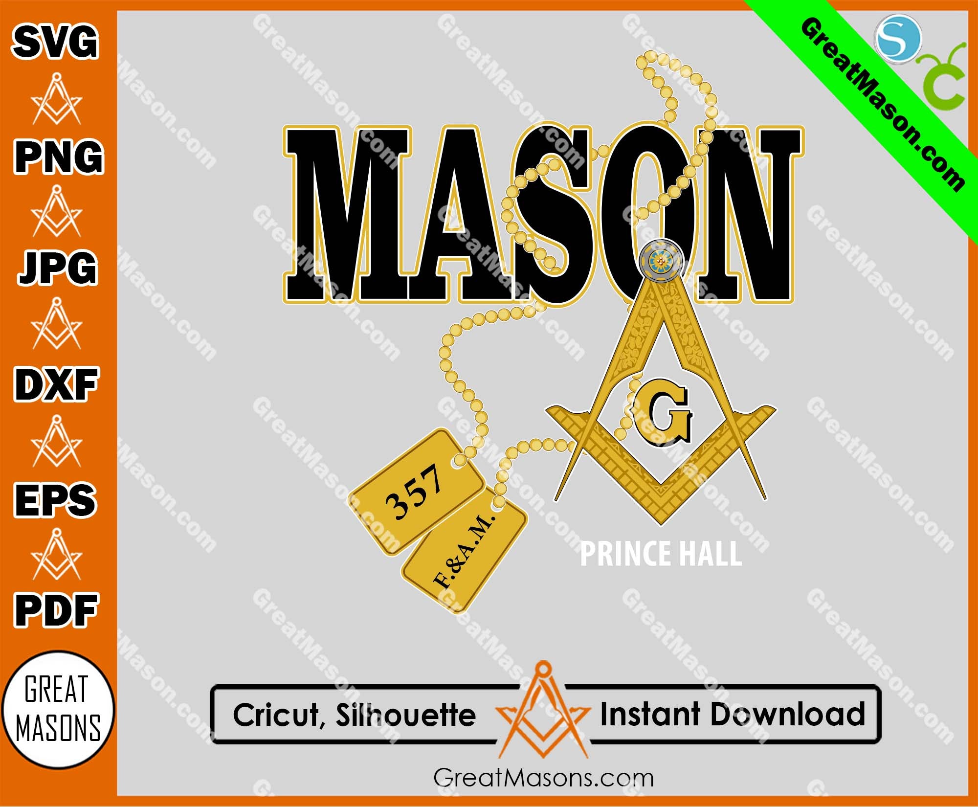 MASON Past Master Prince Hall 357 F.&A.M. Dog Tag Emblem Masonic SVG ...