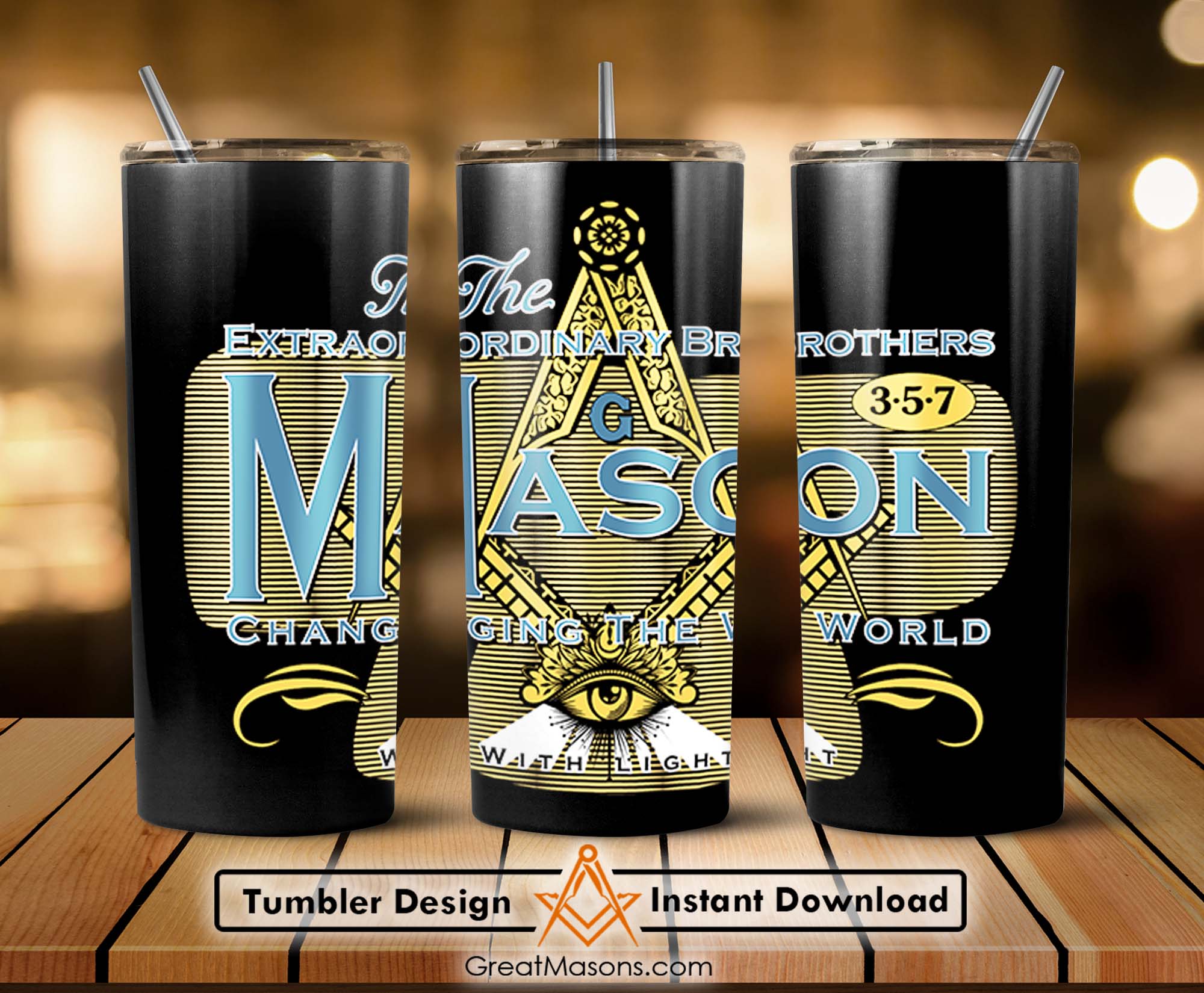 Masons Extraordinary brothers 3-5-7 Masonic Skinny Tumbler Wrap Png St ...