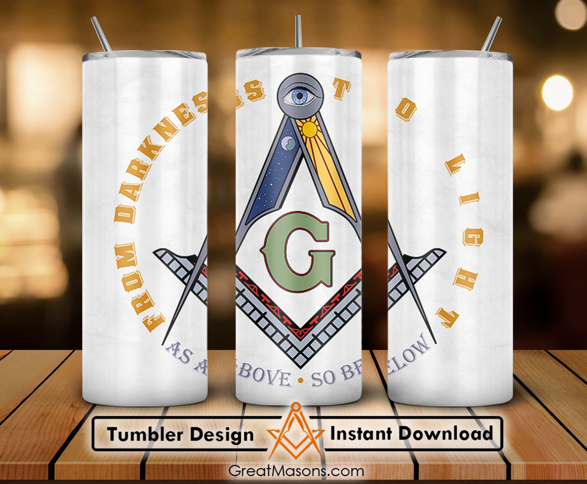 Masonic Square And Compasses From Darkness To Light Skinny Tumbler Wra ...