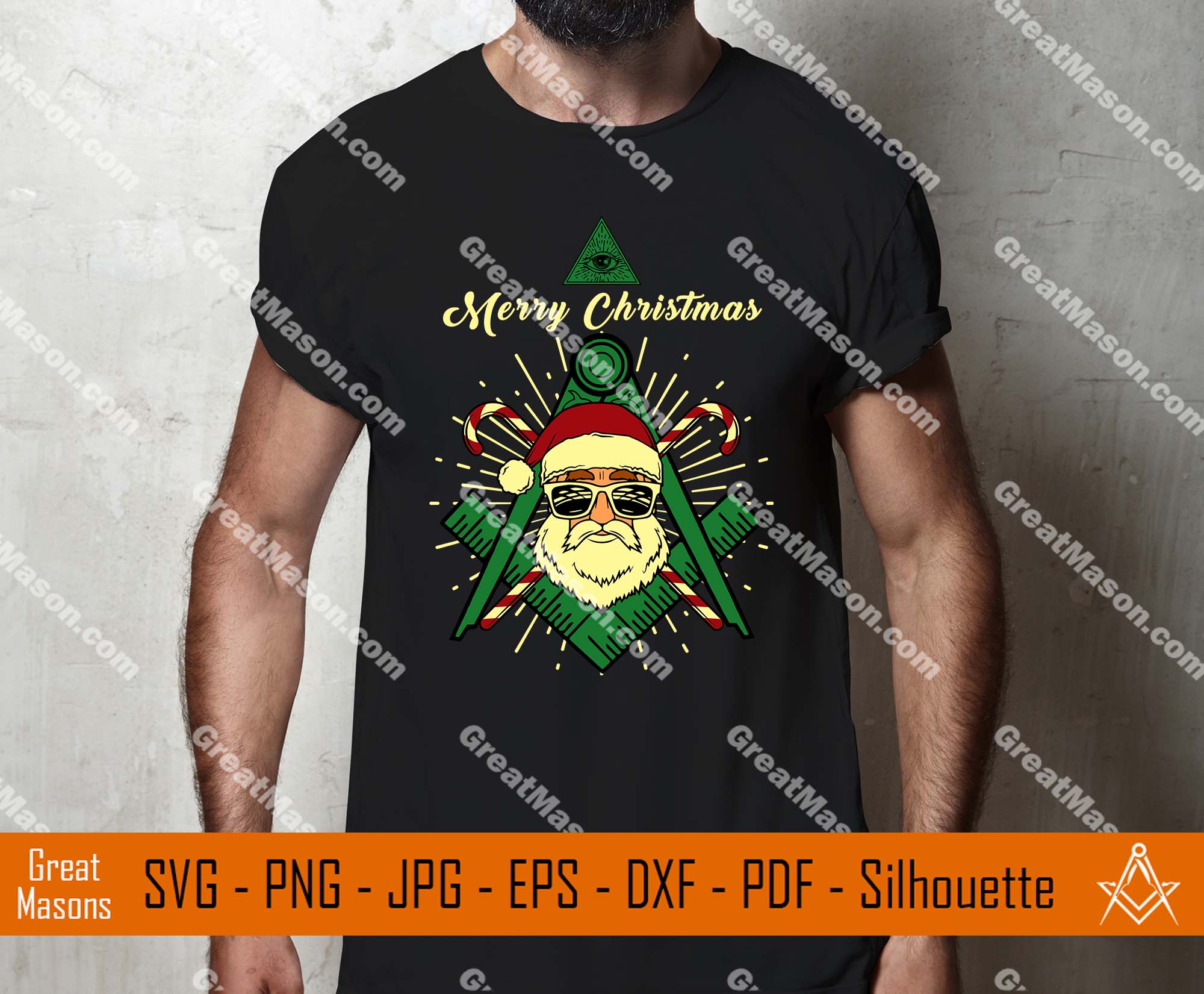 Santa Claus Merry Christmas Masonic SVG, Png, Eps, Dxf, Jpg, Pdf File ...