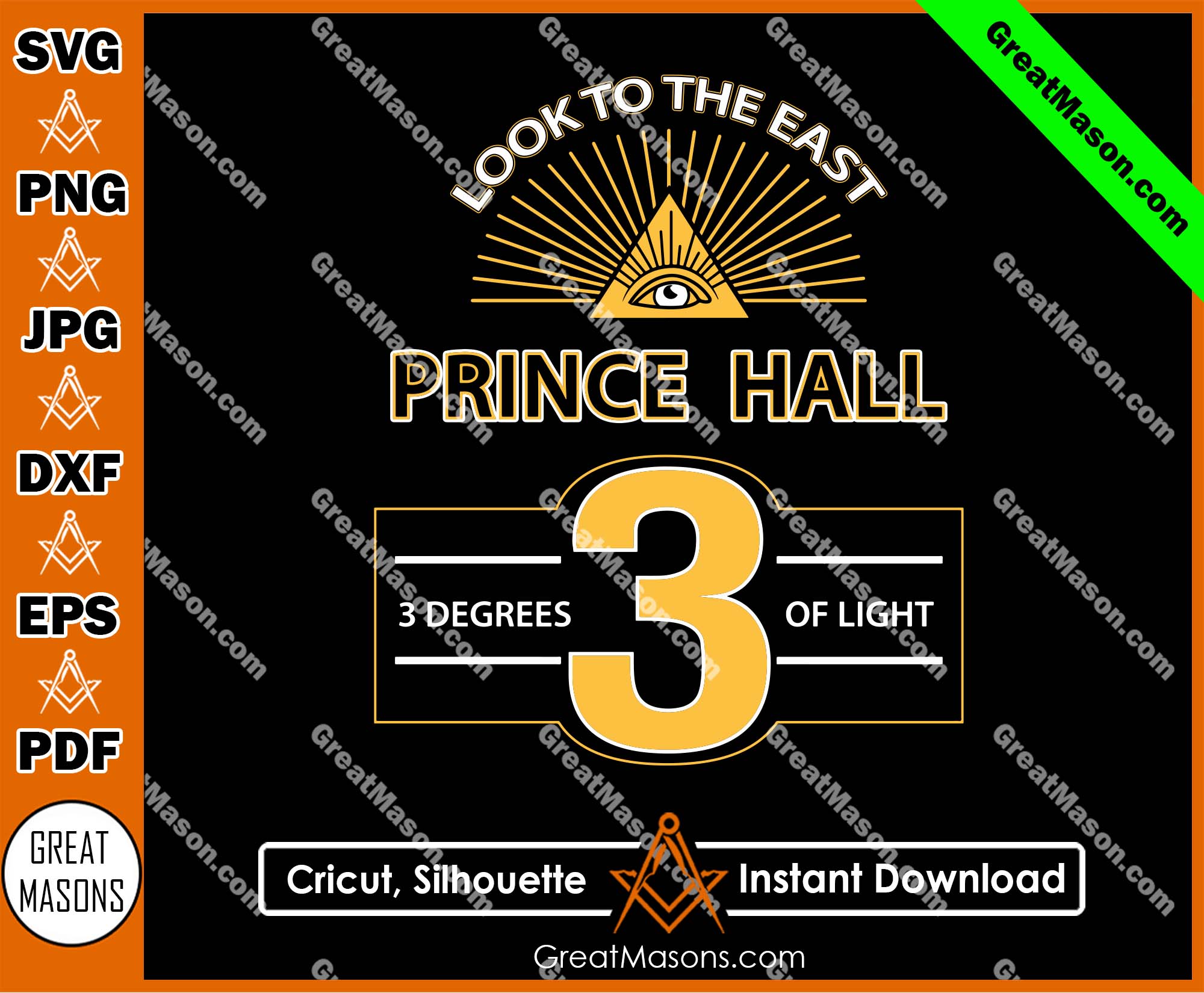 Prince Hall Mason 3 Degrees of Light Freemason SVG, Png, Eps, Dxf, Jpg ...