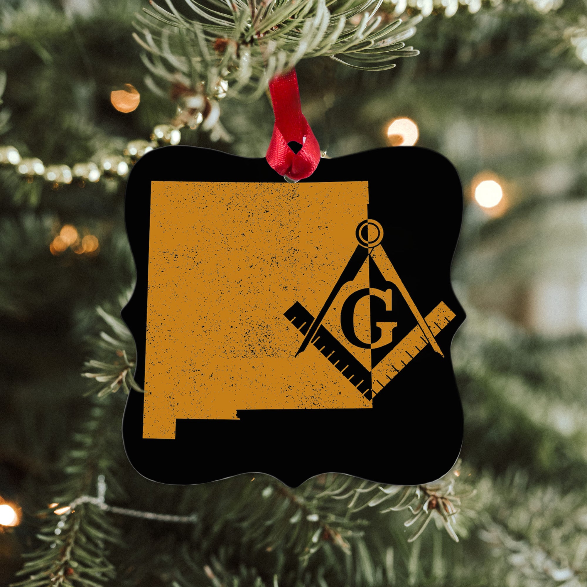New Mexico square & compass freemason symbol state map - Square Alumin ...