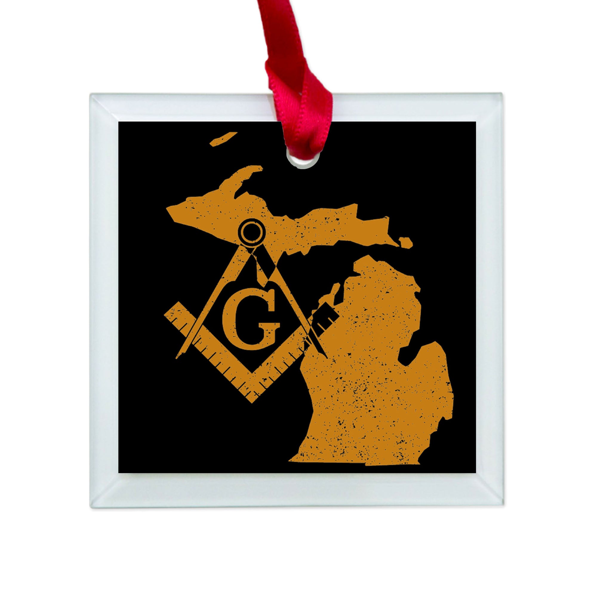 Michigan square & compass freemason symbol state map - Glass Square Or ...