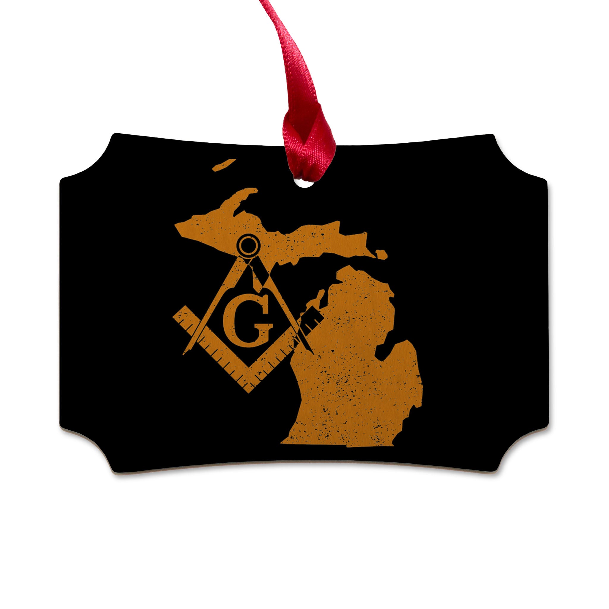Michigan square & compass freemason symbol state map - Scalloped Woode ...